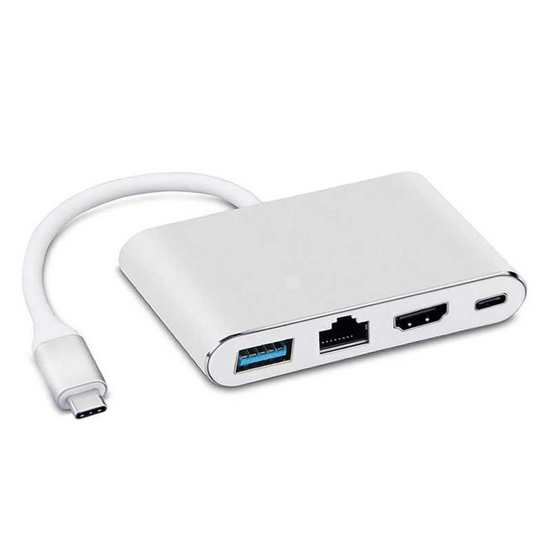 כבל מתאם Usb Type C ל Hdmi Rj45 Pd